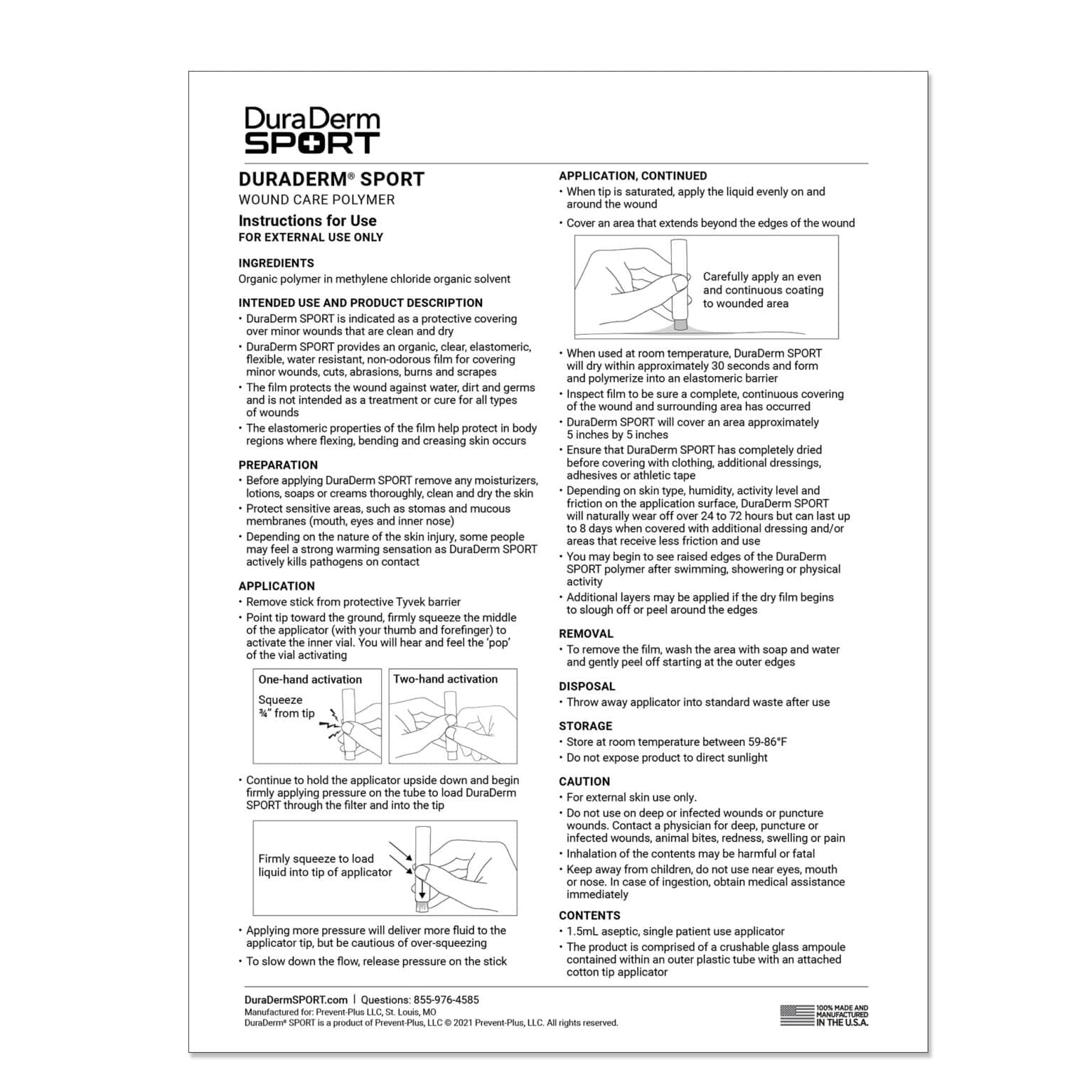 Instructions for Use | DuraDerm SPORT