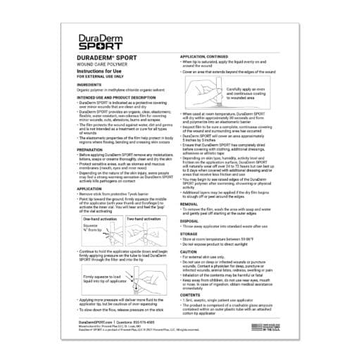Instructions for Use | DuraDerm SPORT