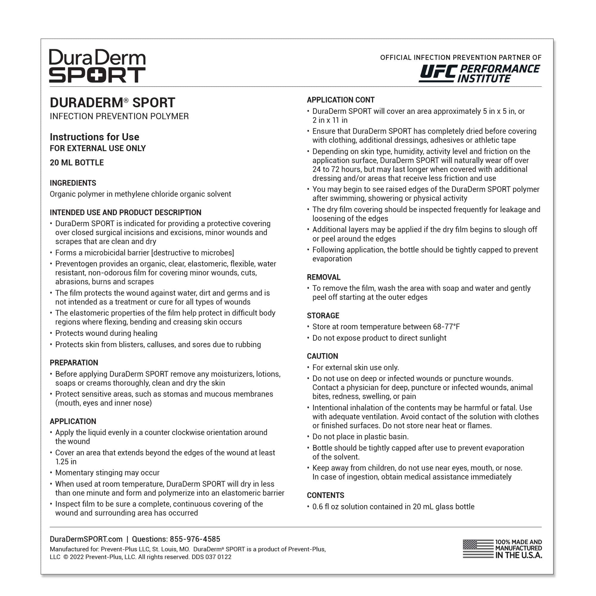 Instructions for Use | DuraDerm SPORT